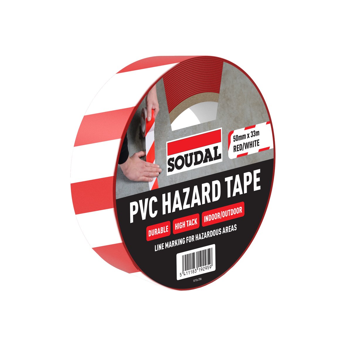 PVC Hazard Tape Red-White | Soudal